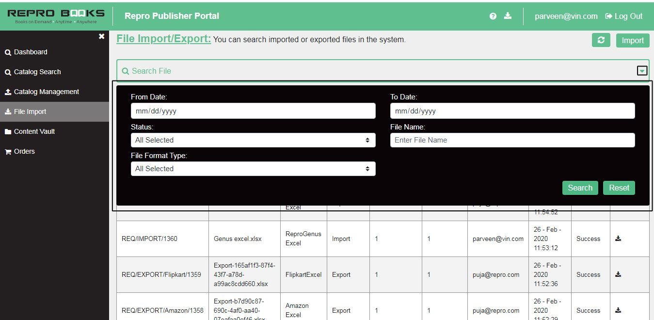 File Import - ReproPublisher